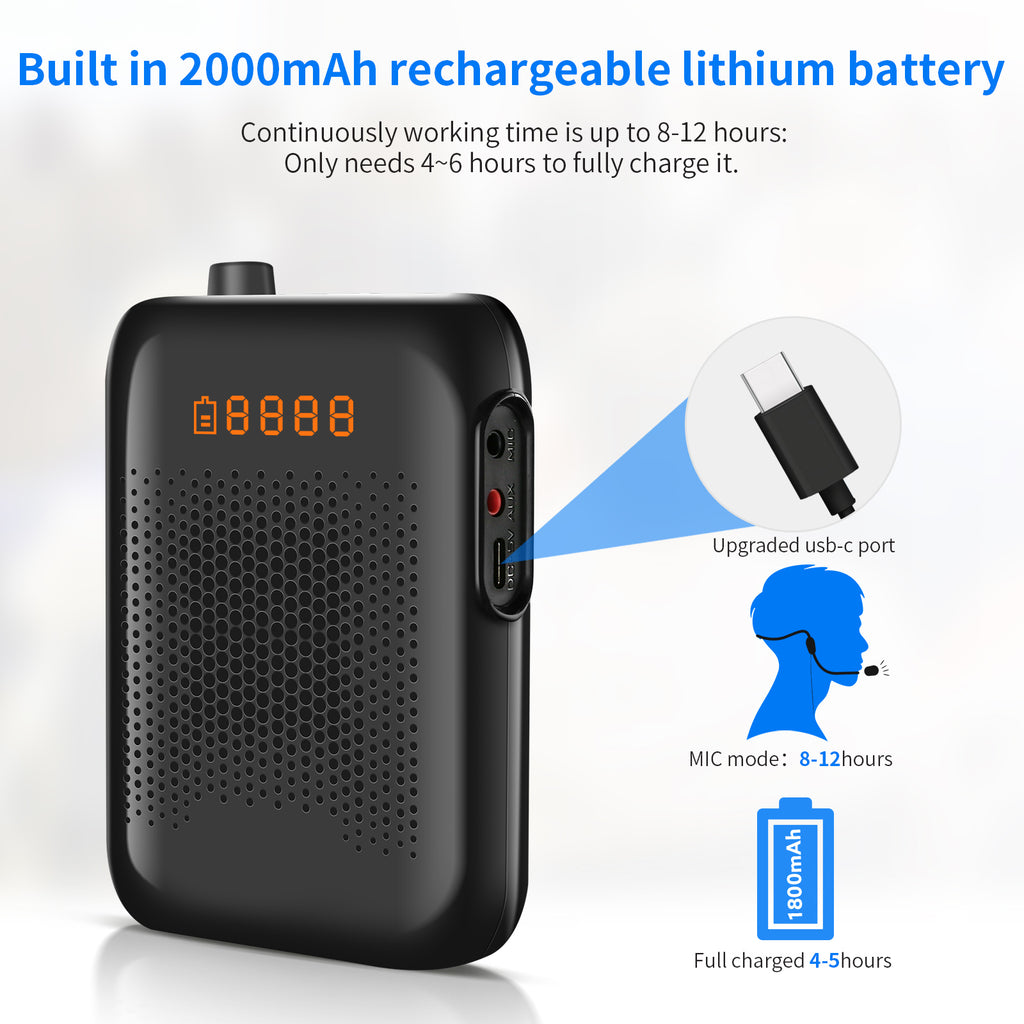 T30 Bluetooth Portable Microphone Speaker, 20W Voice Amplifier with Wi ...